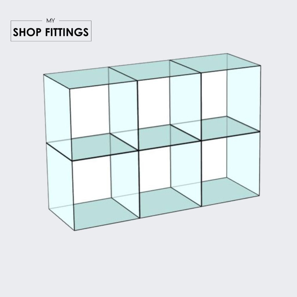 Cube 6 Glass Display 3 wide x 2 high - My ShopFittings