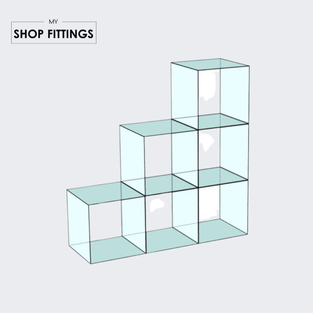 Buy Cube 6 Stepped Glass Display - My ShopFittings Ltd