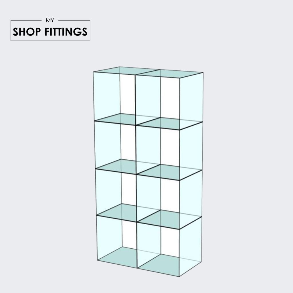 Cube 9 Glass Display 3 wide 3 high - My ShopFittings