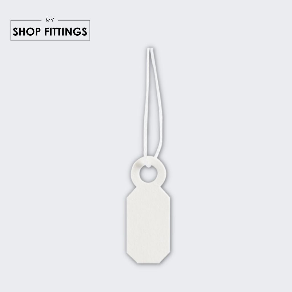 Strung Tag 20x8mm – White - My ShopFittings