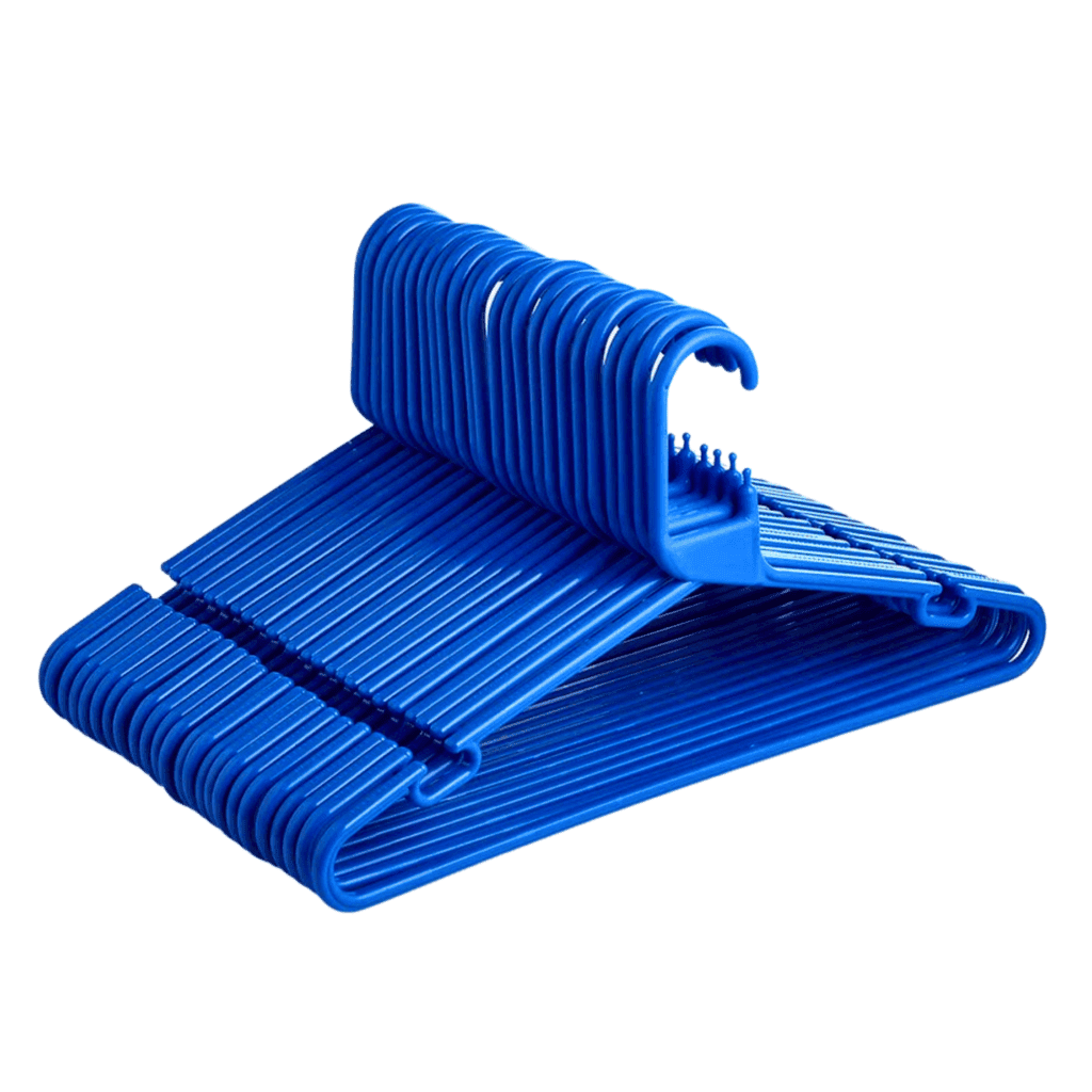 Buy Strong Blue Plastic Hangers With Trouser Bar And Shoulder Notches ...