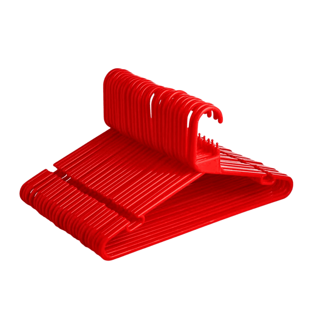 Buy Strong Red Plastic Hangers With Trouser Bar And Shoulder Notches ...