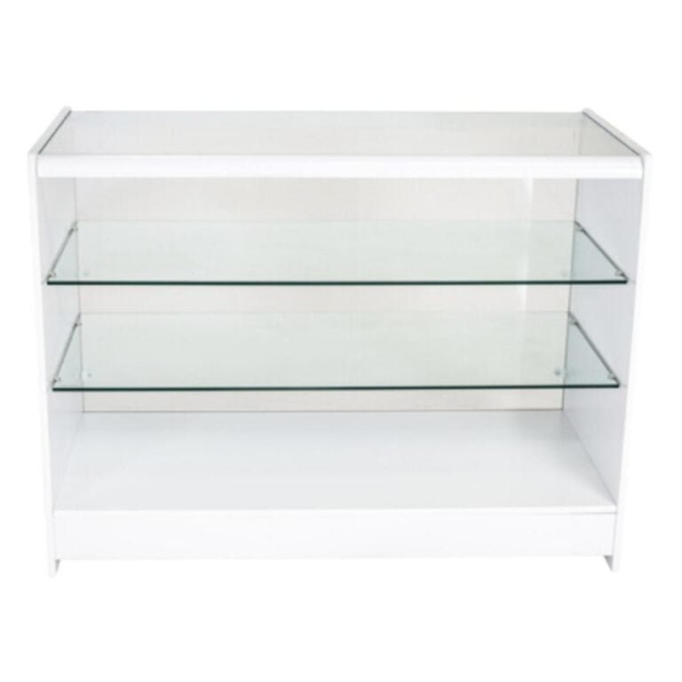 Buy Full Glass Showcase 1200 X 600 X 900mm - White | My Shopfittings Ltd